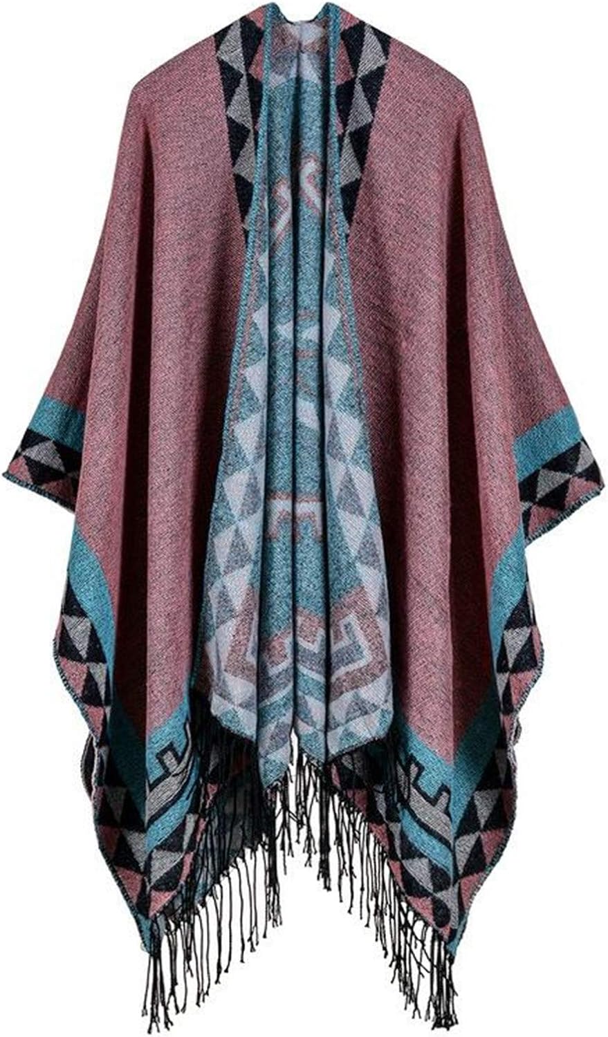 Chal de cachemira para mujer Cárdigan de punto con borlas geométricas ...