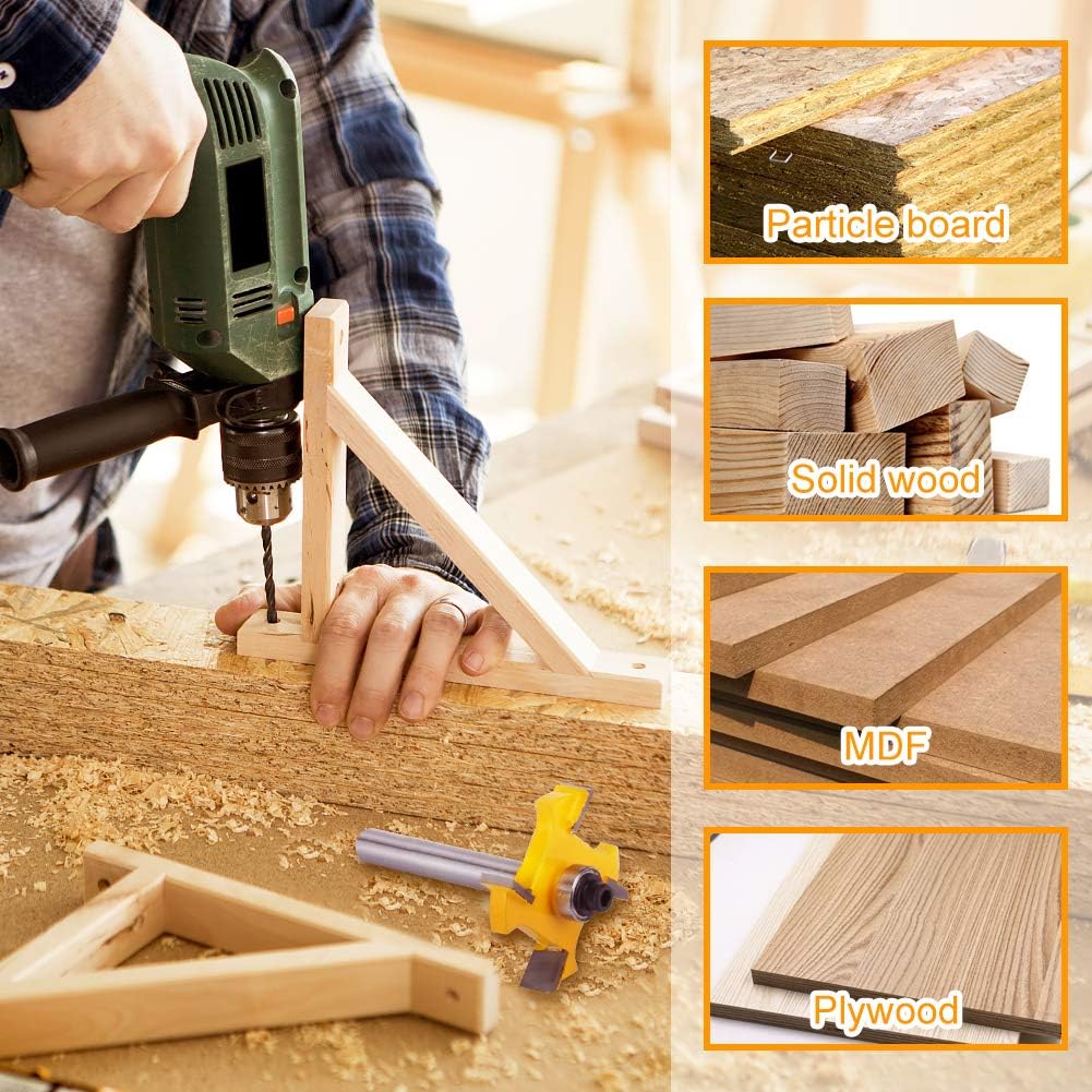 3Pcs Rabbet Router Bit Set 1/4 Shank Achort 1/4″, 3/8″, 1/2″ Height X 1 ...