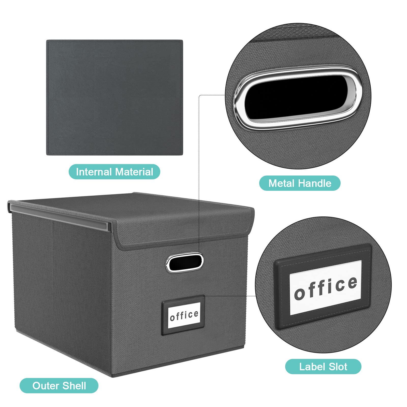 Collapsible File Storage Organizer Boxes With Lids, Linen Office ...