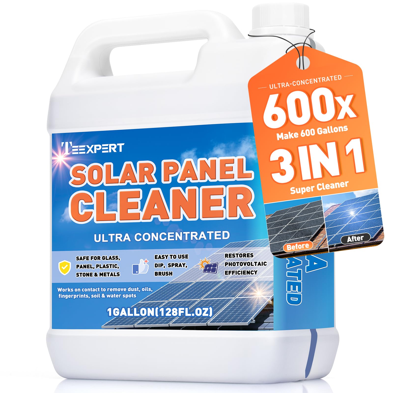 Teexpert Solar Panel Cleaner (1Gallon Makes 600 Gallons), Ultra ...