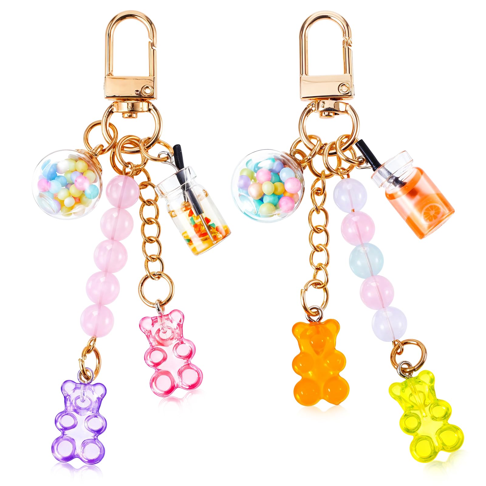 Yuanchu Cute Resin Bear Keychain, Resin Gummy Bear Key Chain Candy ...