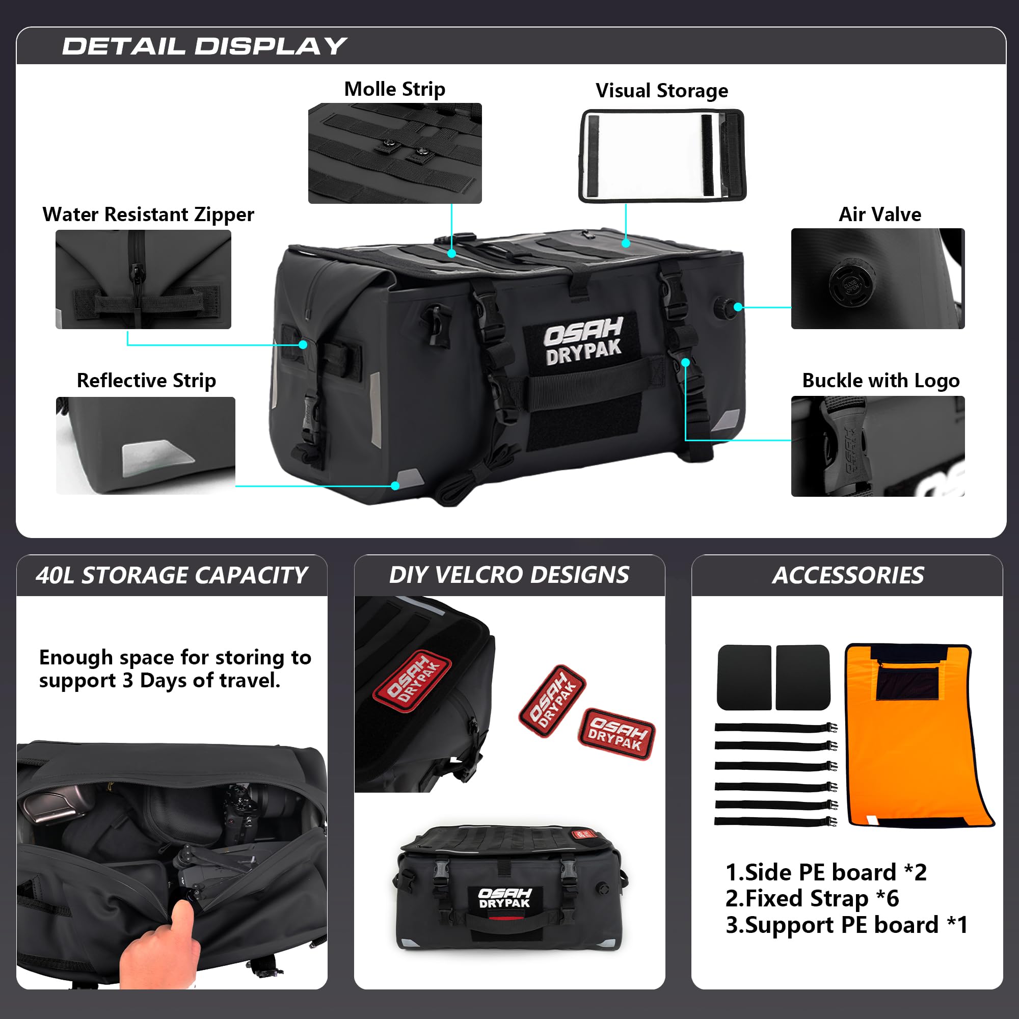 Mua GEEMOTHO Motorcycle Tail Bag Waterproof Motorcycle Travel Luggage ...