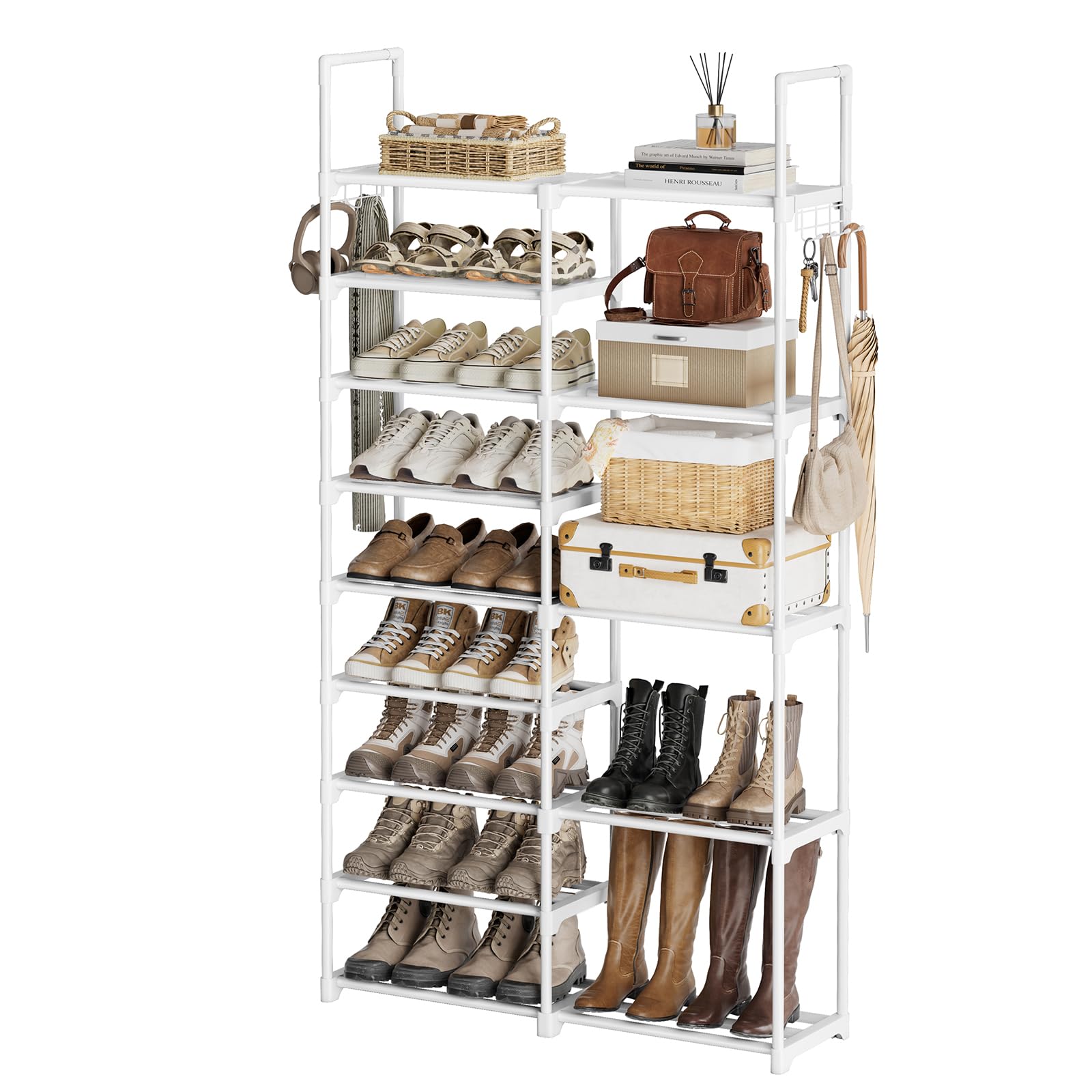 WOWLIVE 9 Tiers White Shoe Rack for Closet Shoe Rack Storage Organizer ...