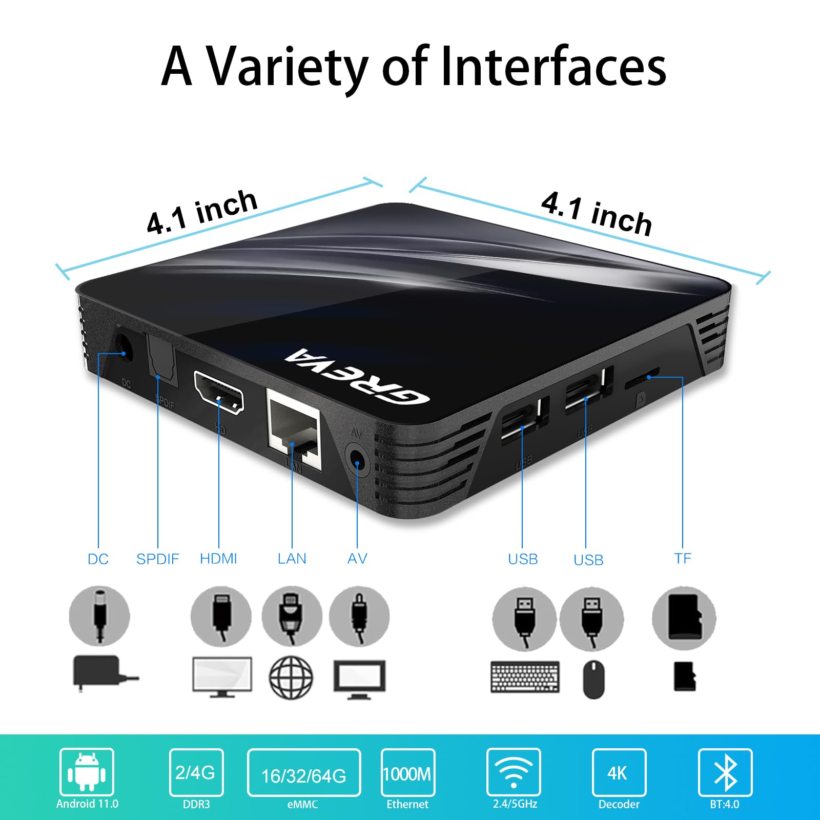 Mua GREVA Android TV Box 11.0 4K Android Box 4GB RAM 64GB ROM with 2.4G ...