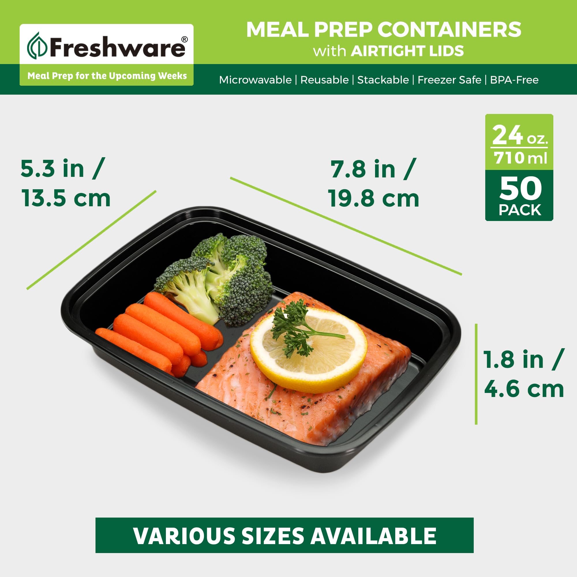Mua Freshware Meal Prep Containers [50 Pack] 1 Compartment with Lids ...