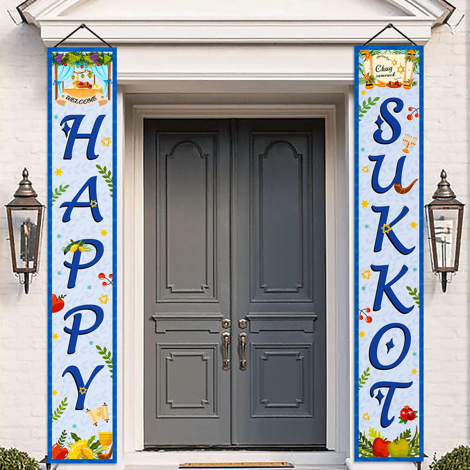 tineit Happy Sukkot Decorations, Happy Sukkot Banner Flag, Sukkah ...