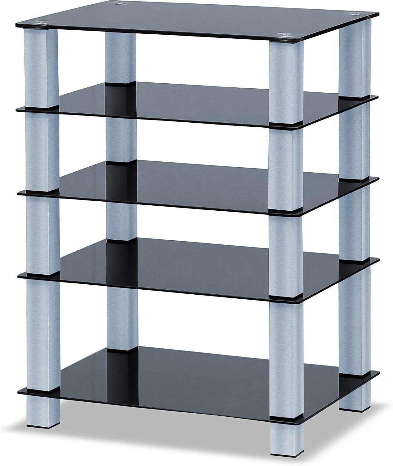 Homeology TRINITY Gloss Black 5 Shelf with Silver Legs Flat Screen TV ...