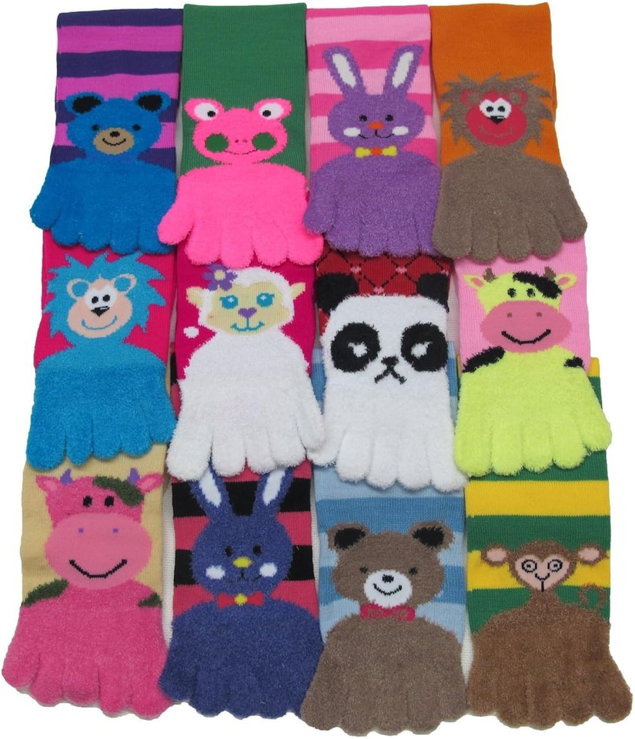 Amazon.com: Soft Toe Socks with Assorted Furry Animal Designs, Size 9 ...
