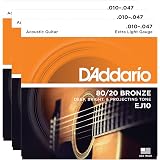 Amazon.com: D'Addario EJ10 Bronze Acoustic Guitar Strings, Extra Light ...