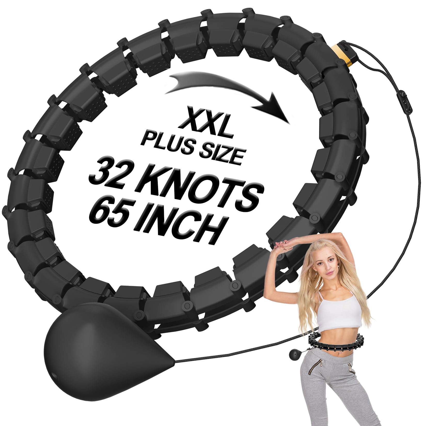 Plus Size Silent Weighted Hula Infinity Fitness Detachable Hoops 65 ...