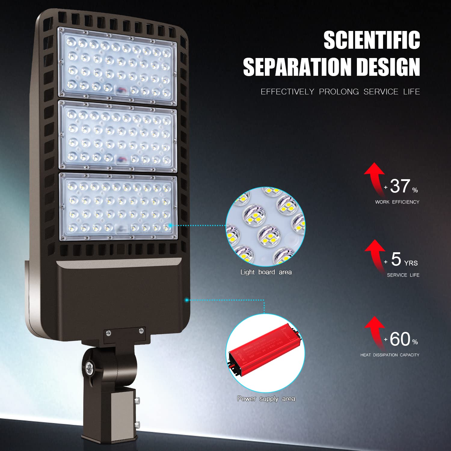 Mua Juyace 300W LED Parking Lot Light Slip Fitter Mount Dusk to Dawn LED Outdoor Lighting ...