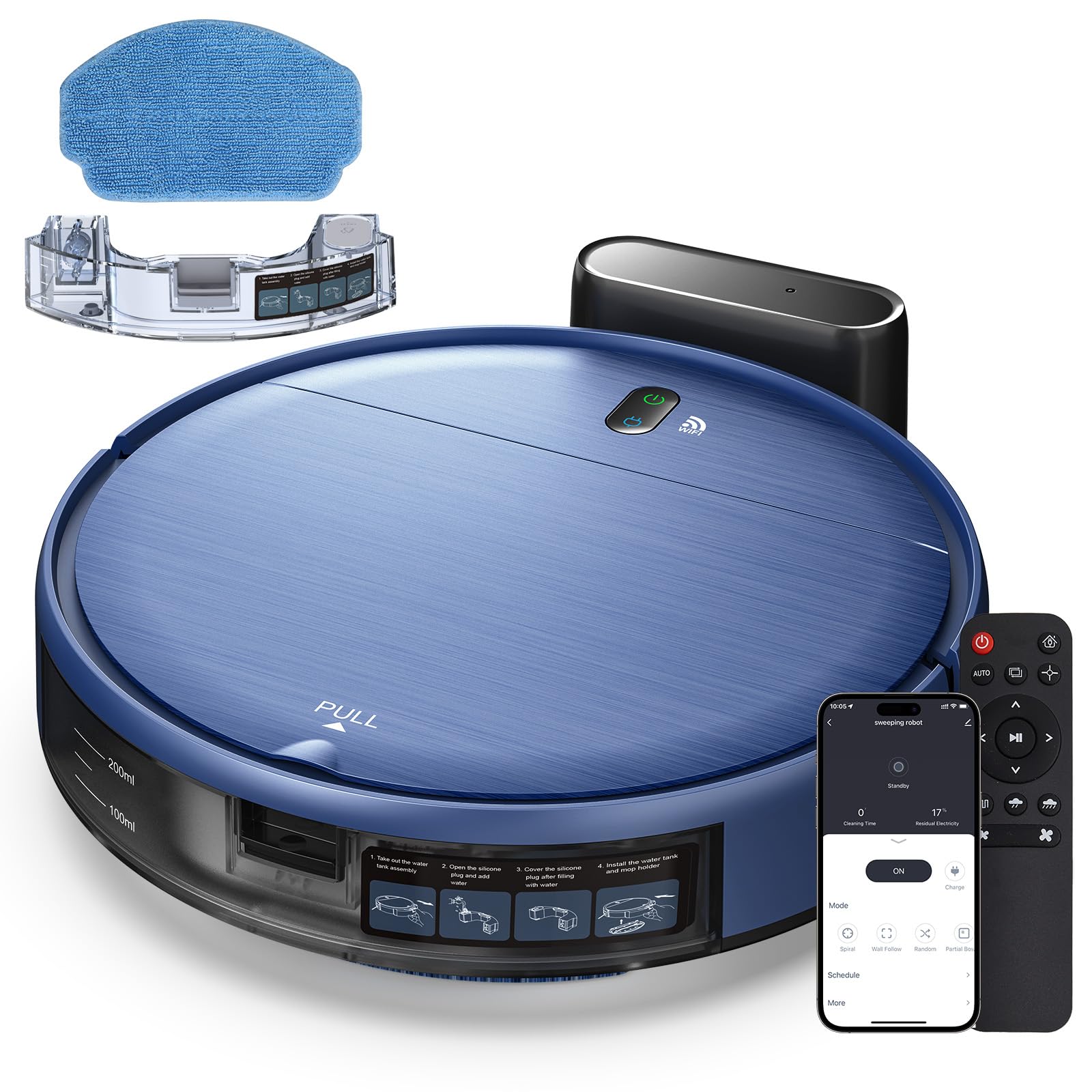 SHELIKI Robot Vacuum and Mop,2-in-1 Robotic Vacuums Cleaner with Smart ...