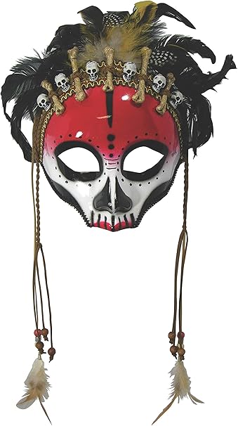 Amazon.com: Forum Novelties Adult Voodoo Face Mask with Skulls, Red ...