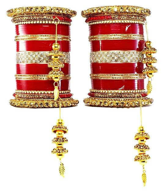 Buy Imprexis Store Red Designer Punjabi Chuda for Wedding with Lac ...