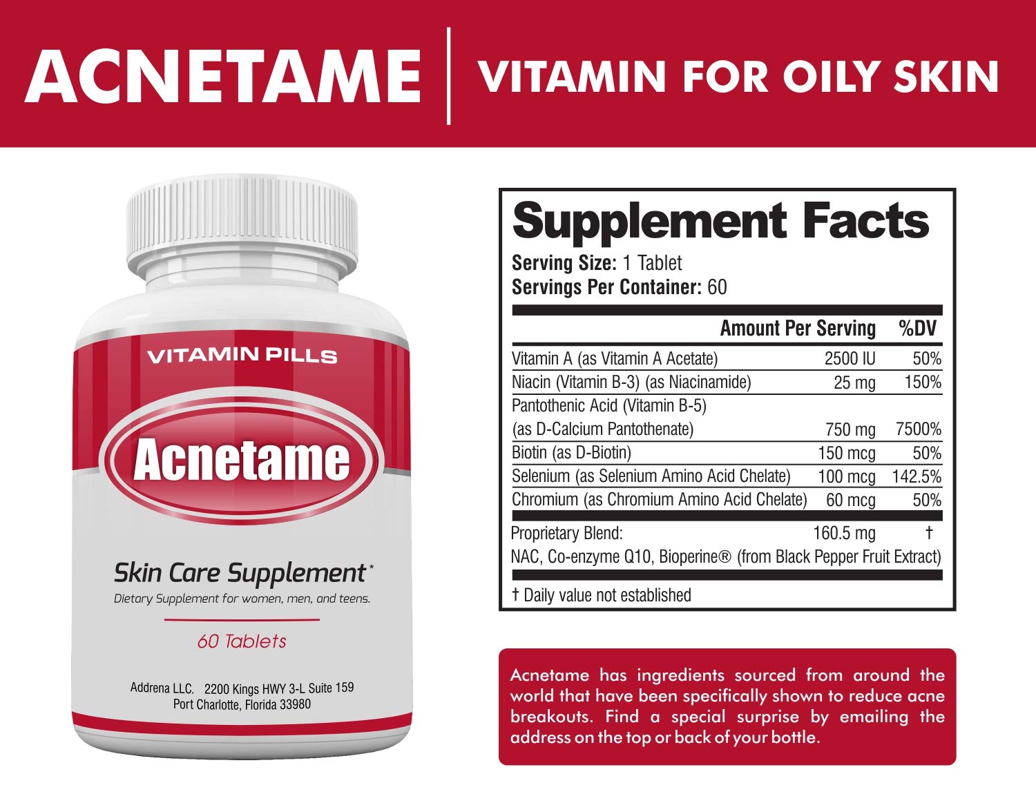Mua Acnetame- Vitamin Supplements for Acne Treatment, 60 Natural Pills ...