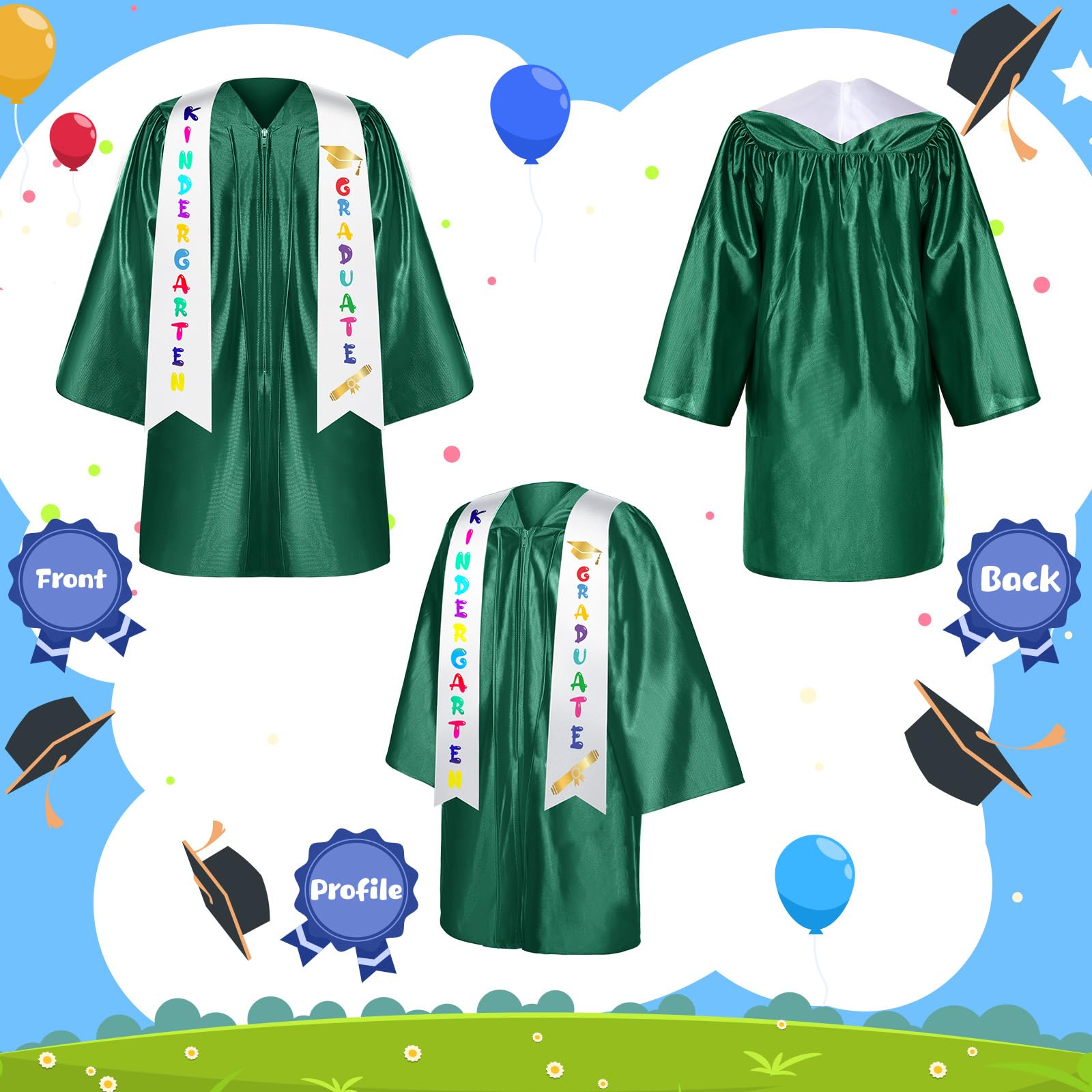 Kindergarten Graduation Gown Cap Set With 2025 Tassel & Certificate ...