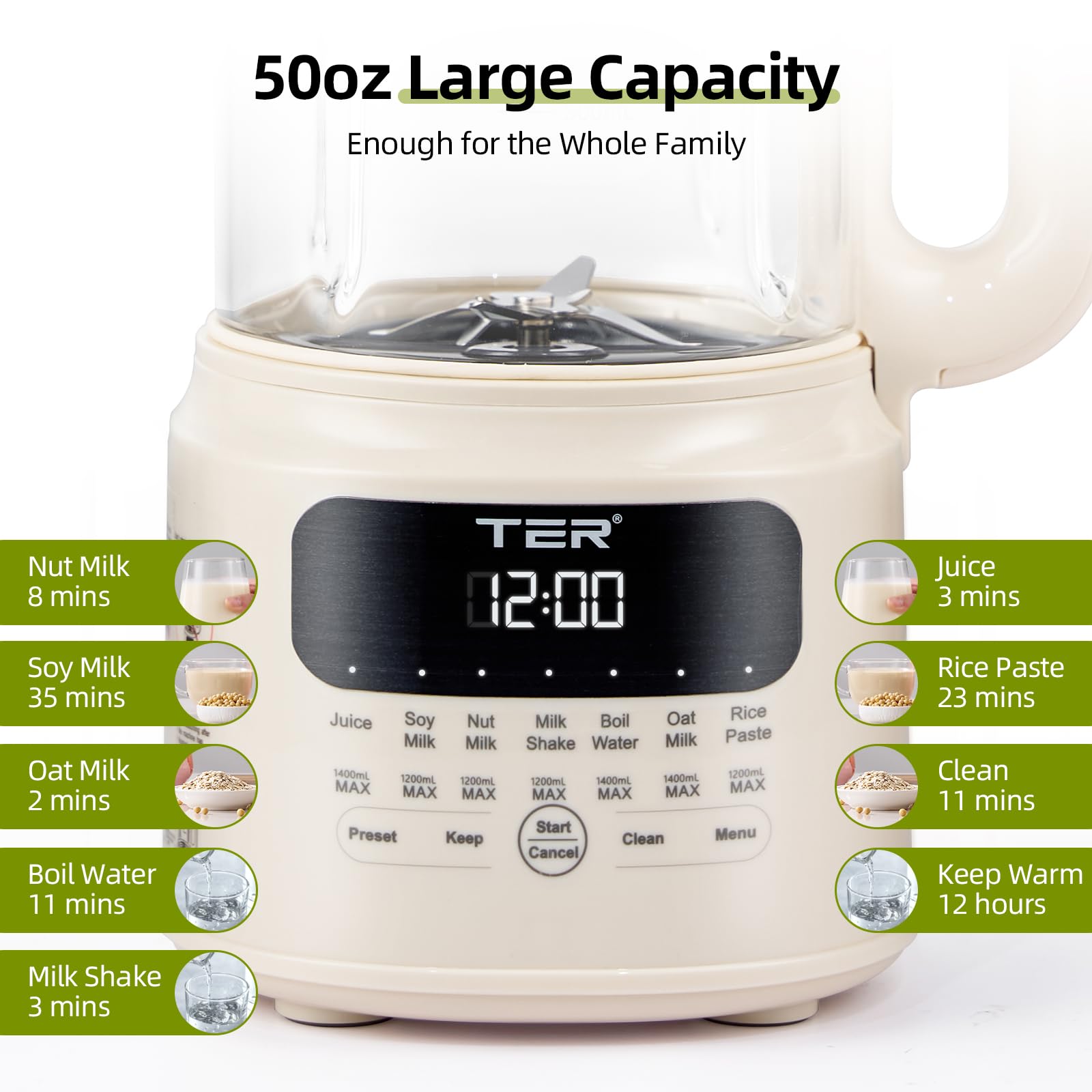 Mua 10 in 1 Nut Milk Maker, 50oz Homemade Almond, Oat, Soy, Coconut ...
