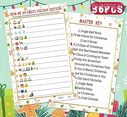 Christmas Party Game - Sing Me an Emoji Pictionary Cards – Xmas Holiday ...
