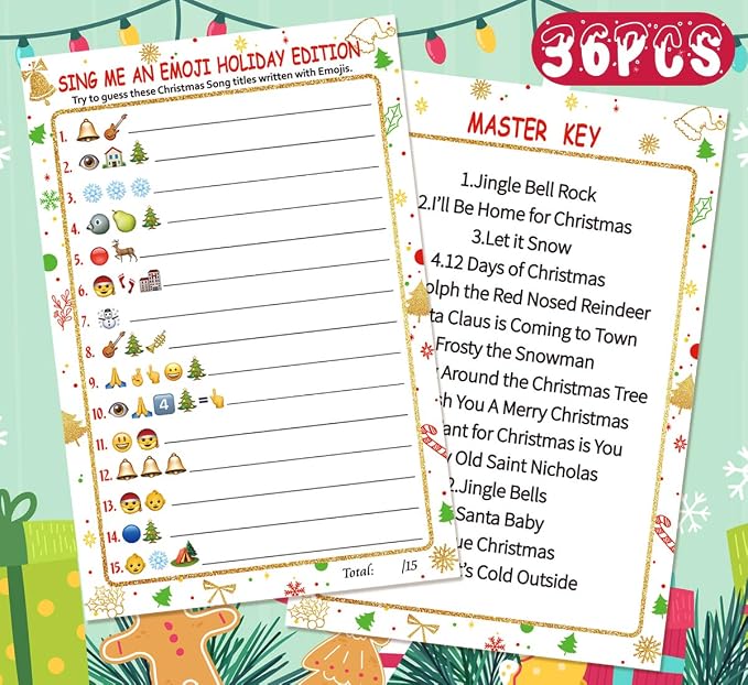Christmas Party Game Sing Me An Emoji Pictionary Cards Xmas Holiday Christmas Party Game Sing Me An Emoji Pictionary Cards Xmas Holiday