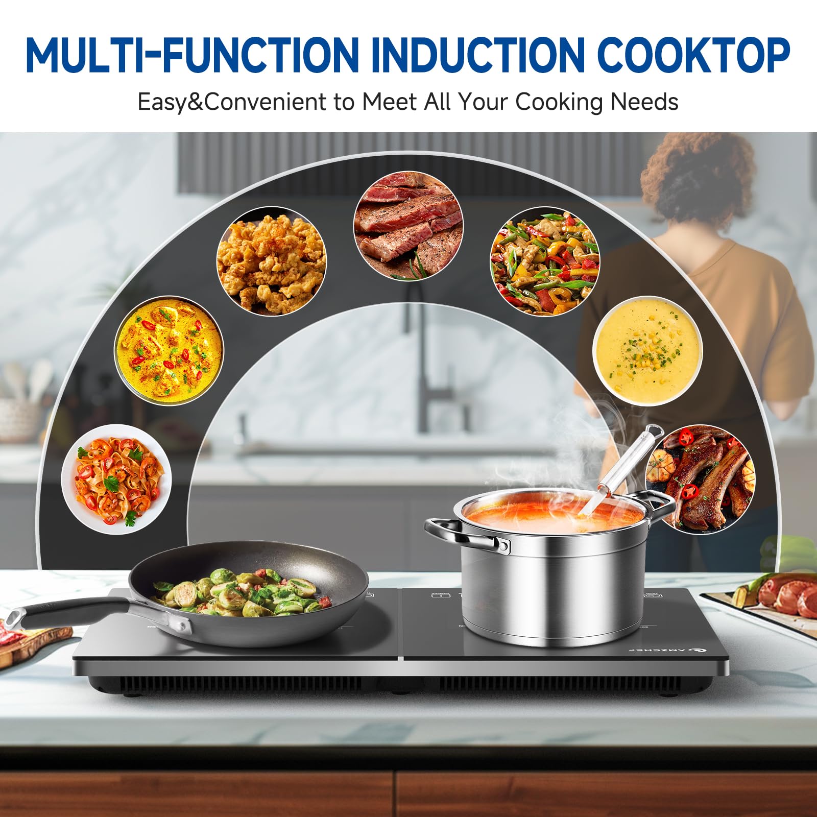Mua Double Induction Cooktop AMZCHEF Induction Cooker 2 Burners, Low ...