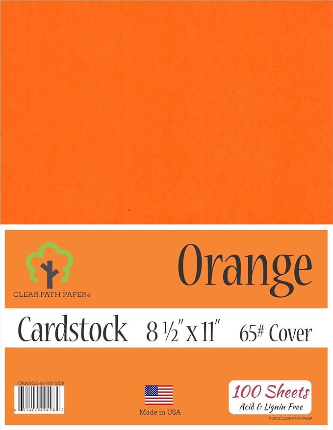 Amazon.com: Orange Cardstock - 8.5 x 11 inch - 65Lb Cover - 100 Sheets