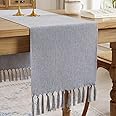 Amazon.com: Aoztio Linen Style Rustic Table Runner, Farmhouse Cotton Linen Table Runner, Boho ...