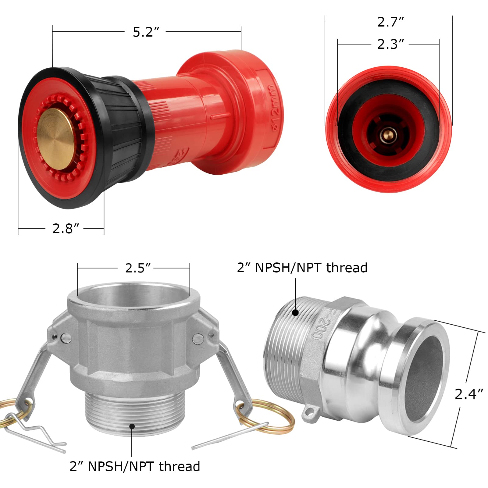 Mua Fire Hose Nozzle,2 inch NPSH Heavy-Duty Industrial Fire Hose ...