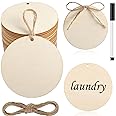 Amazon.com: 40 Pack Round Wood Tag Wooden Circles for Craft Wooden ...