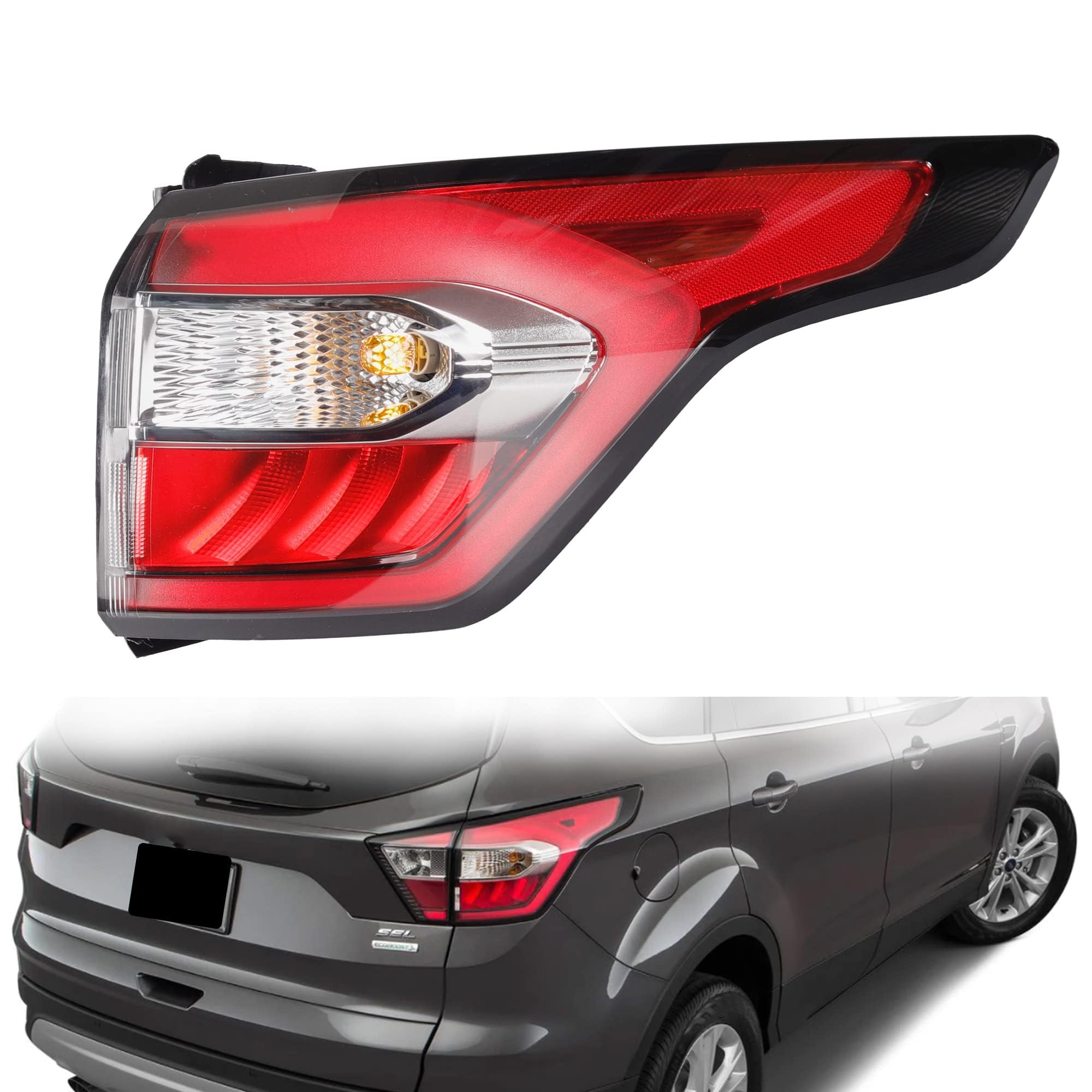 Dasbecan Right Passenger Side Tail Light Assembly with Bulb Compatible with Ford Escape Kuga ...