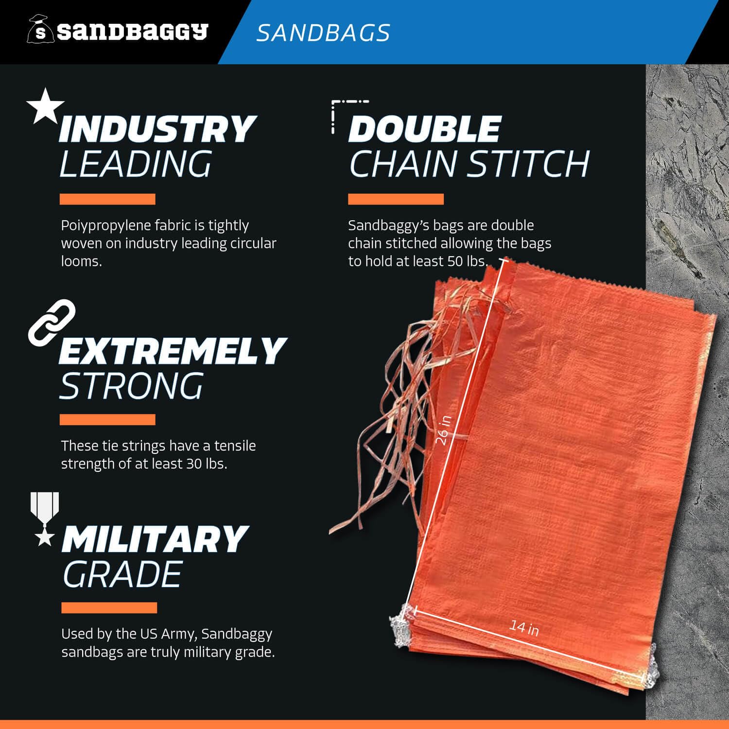 Mua Sandbaggy Sandbags (14" x 26") | Military Grade | Protects Homes ...
