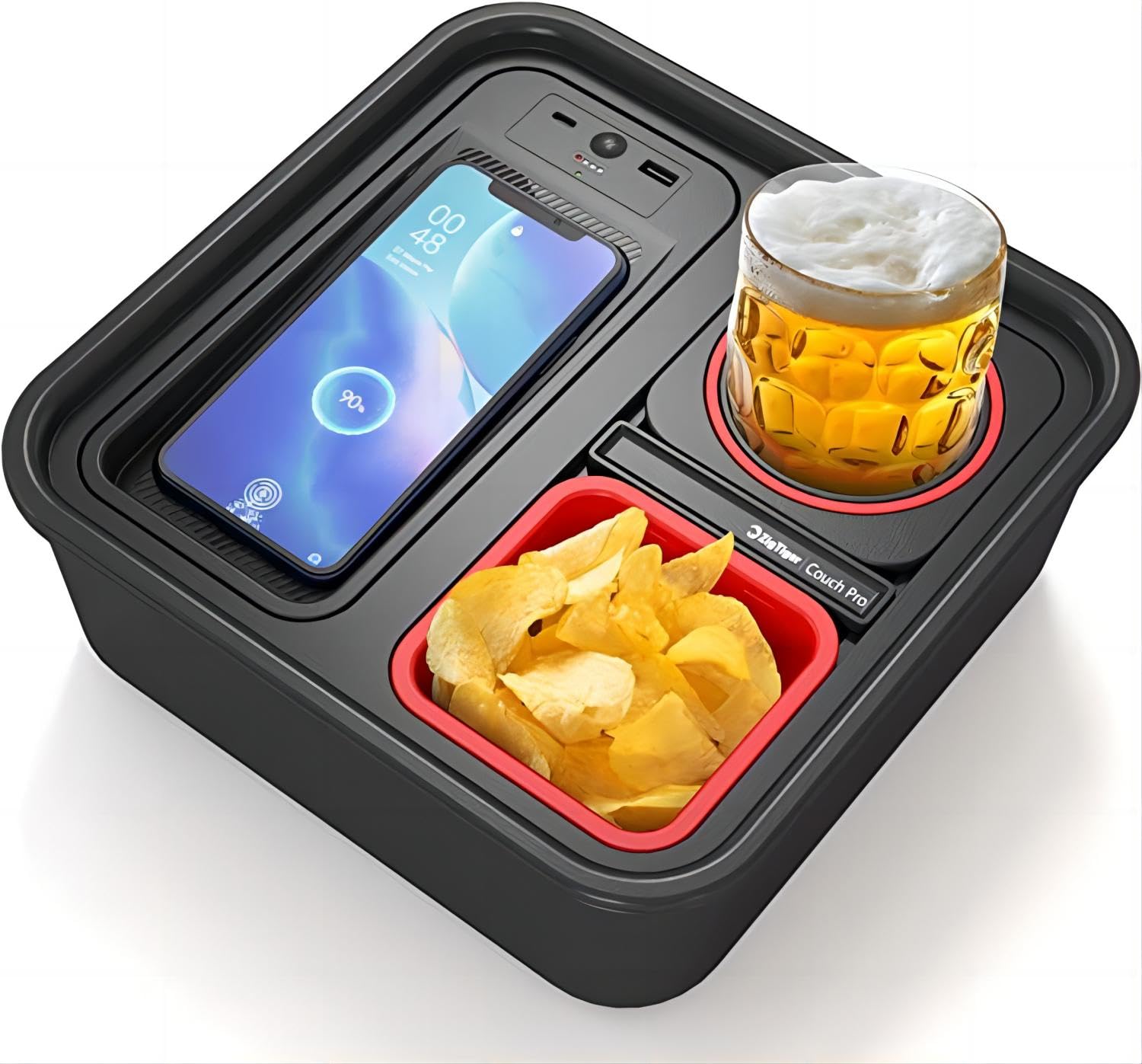 Mua Cup Holder Tray, Couch Organizer with Wireless Power Bank & Snack ...