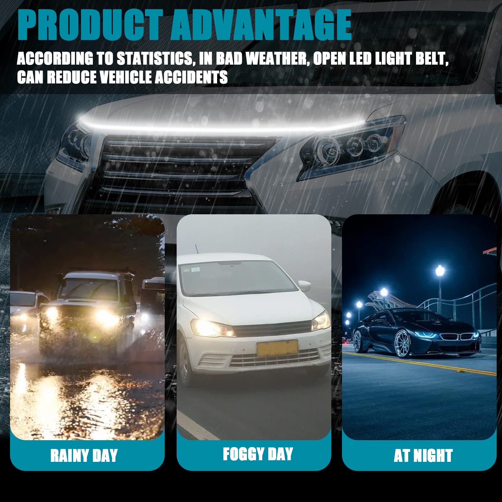 Mua Car Hood LED Strip Lights Dynamic Scan Start Up, 59 Inches Flexible ...
