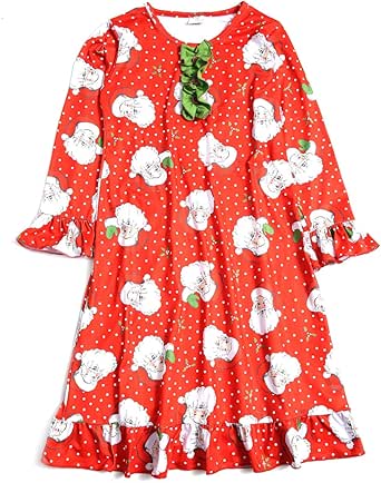 Amazon.com: U/N Girls' Christmas Nightgown Soft Cotton Santa Claus ...