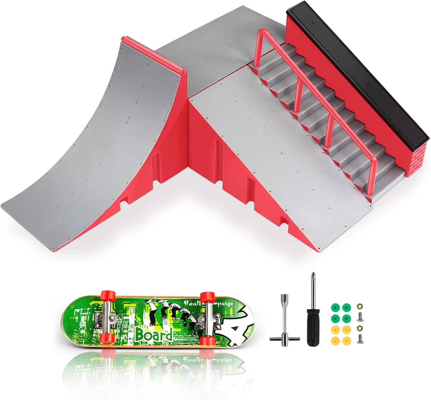 DUTISON Mini Finger Skateboard and DIY Assembly Ramp Accessories Set (A ...