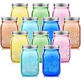 Amazon.com: 12 Pieces 32 oz Colored Mason Jars Glass Mason Jars with ...