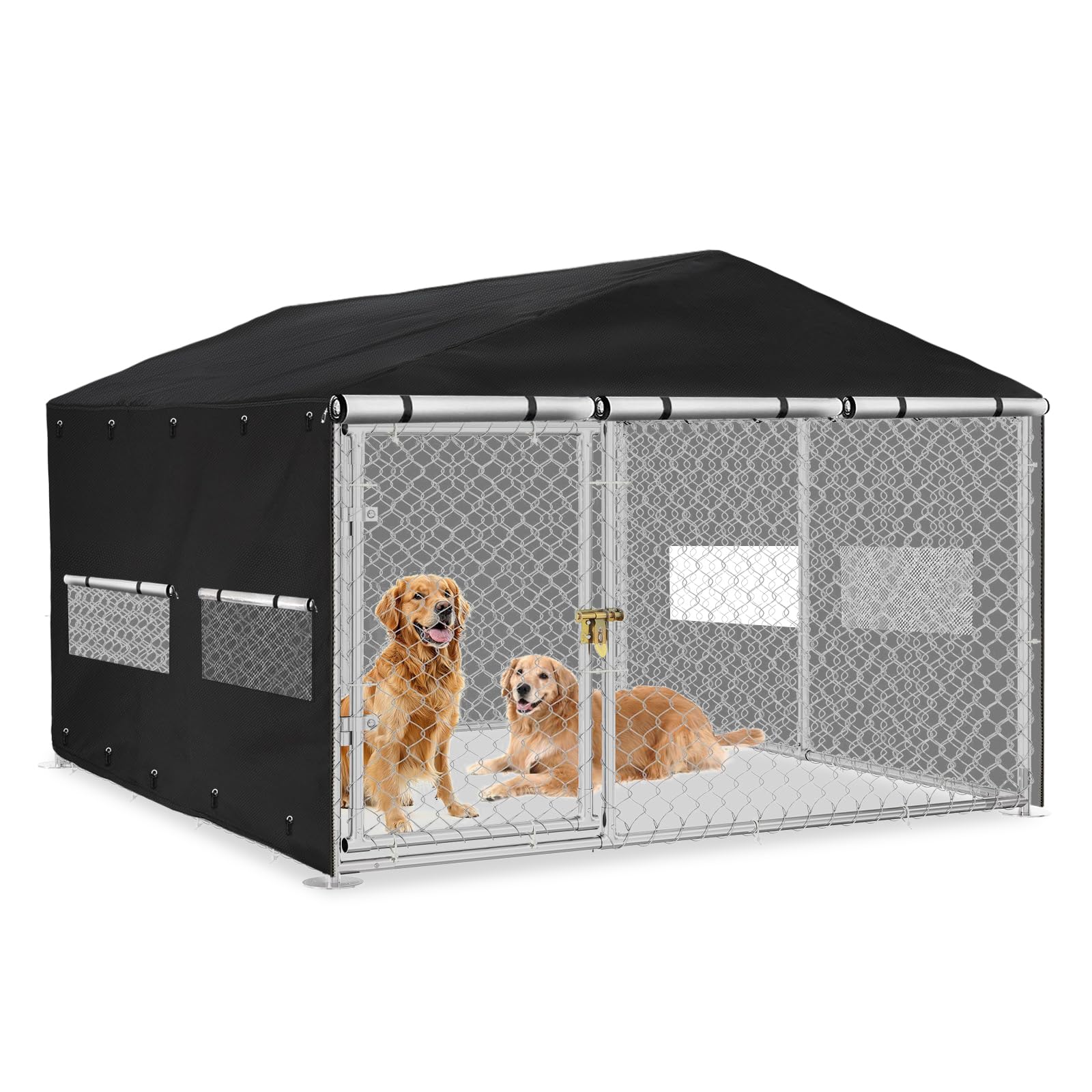 Hadisi Outdoor Dog Kennel Covers 10'Dx10'Wx6'H Full Coverage Windproof ...