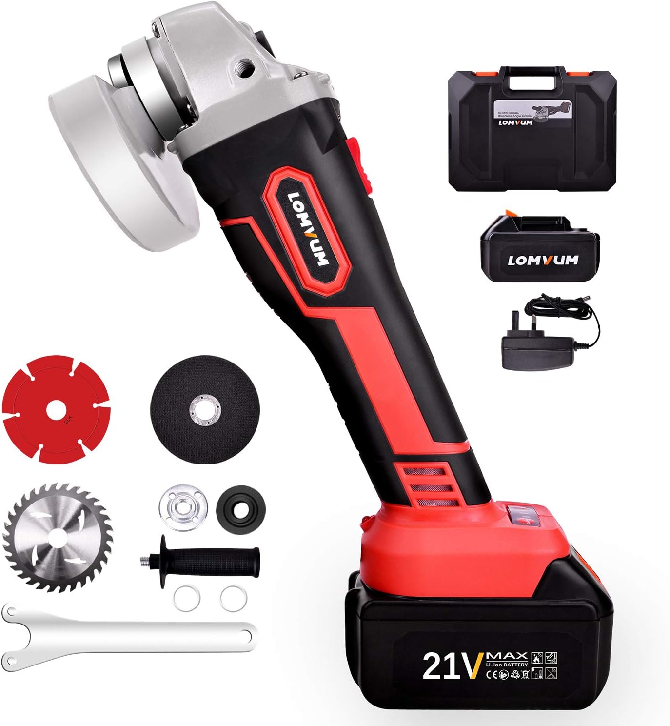 Super Saturday Lomvum 21V Brushless Angle Grinder Cordless Lithium ...