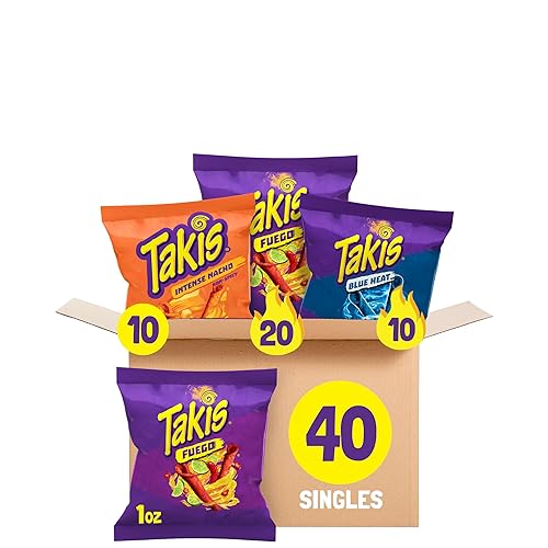 Takis 40 pc / 1 oz Hero Variety Pack, Assorted Flavored Mixed Rolled ...