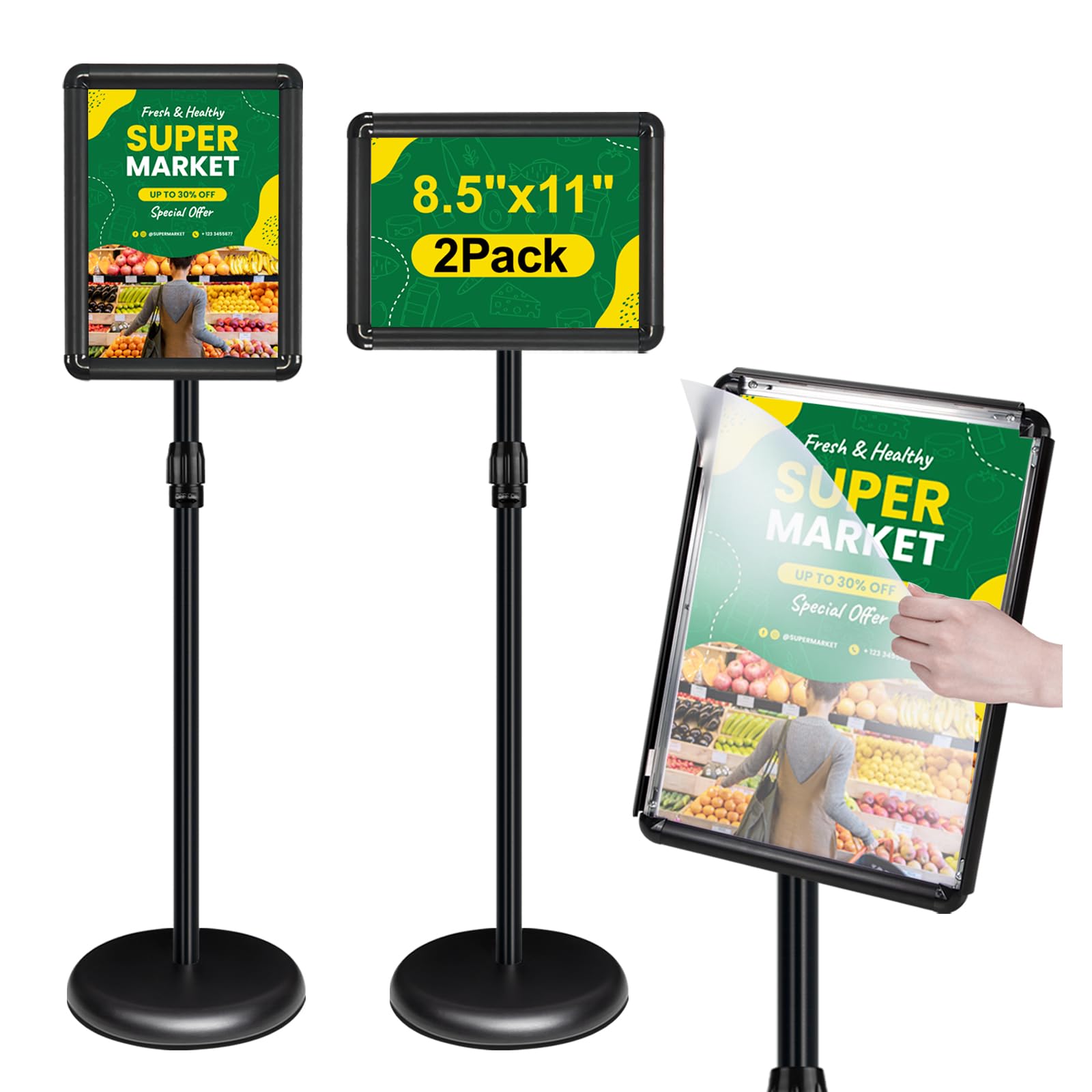 INNOVSIGN 2Packs Adjustable Pedestal Sign Holder Stand 8.5''x11 ...