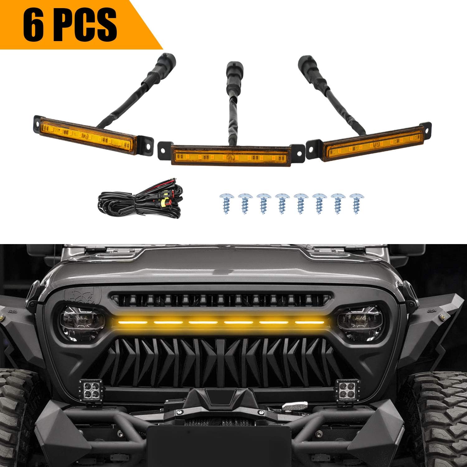 Amazon.com: TOPFIRE Front Grille Amber lights for 2018-2019 Jeep ...