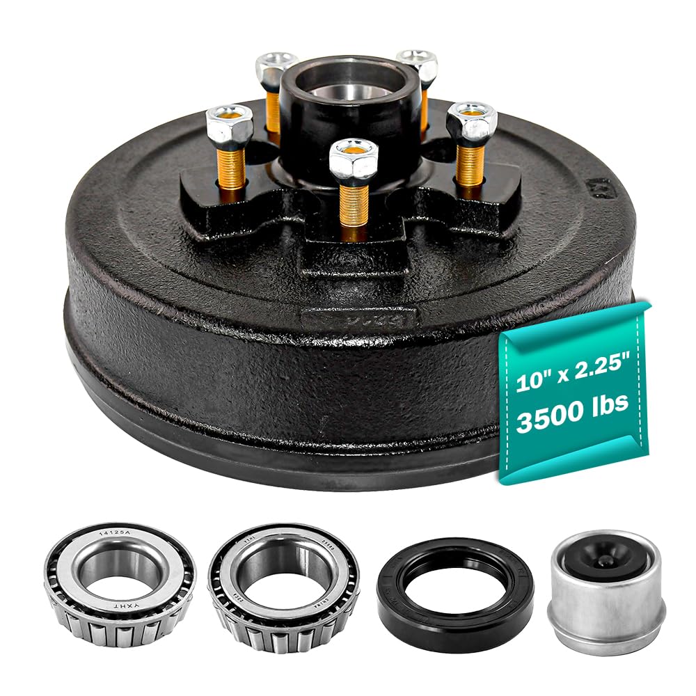 JADODE 10" x 2-1/4" Trailer Brake Drum Kit 5 on 4.5" for 3500 lbs Heavy ...