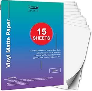 Amazon.com: Premium Printable Vinyl Sticker Paper for Your Inkjet and ...