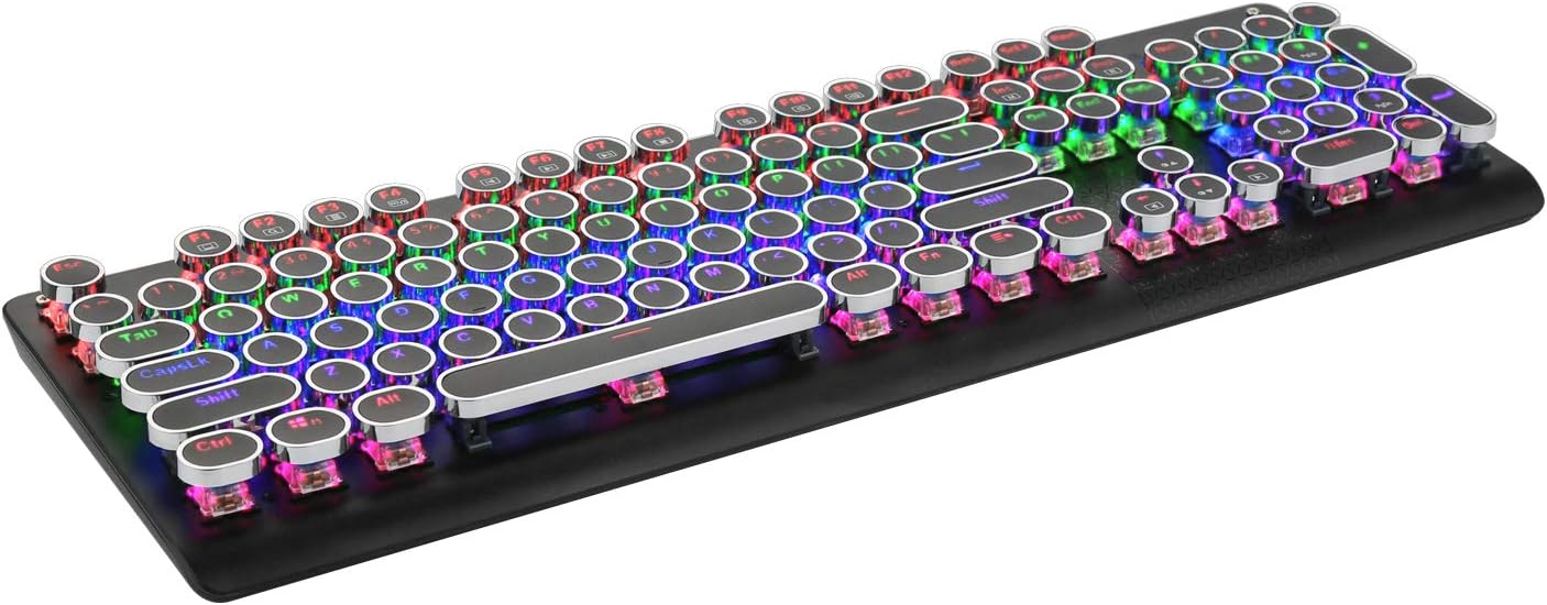 E-YOOSO K600 Retro Mechanical Gaming Keyboard 104 Key, LED Backlit ...