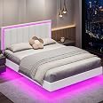Amazon.com: IMMERSTABLE Floating Bed Frame Queen with RGB LED Lights ...