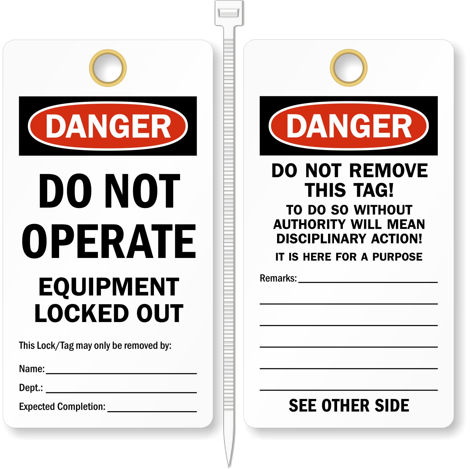 SmartSign Do Not Operate Tags, Equipment Locked Out 2 - Sided Safety ...