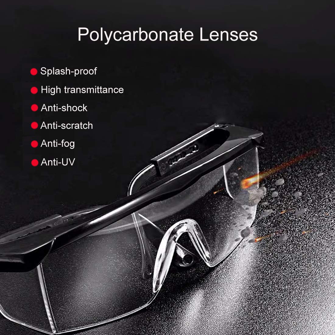 Clear Safety Goggles Anti-fog Transparent Lens Safety Glasses UV ...