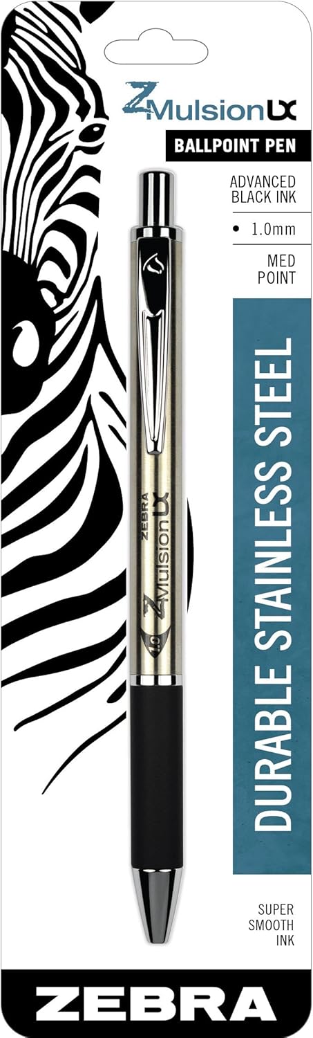 Zebra Z-Mulsion Lx Retractable Emulsion Pen, 1.0mm, Black (34511) by ...