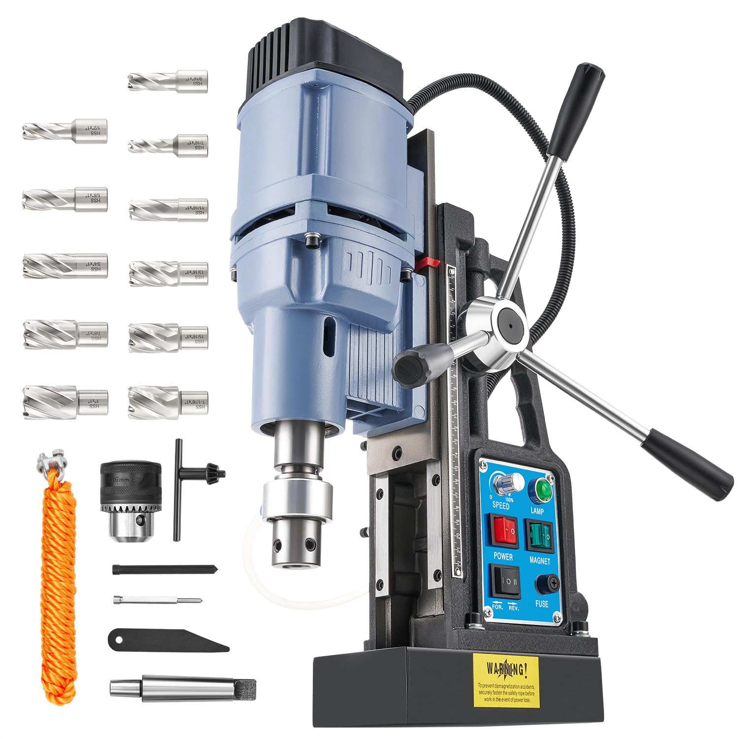 ZELCAN Magnetic Drill Press with 11 Drill Bits, 1550W Mag Drill Press ...