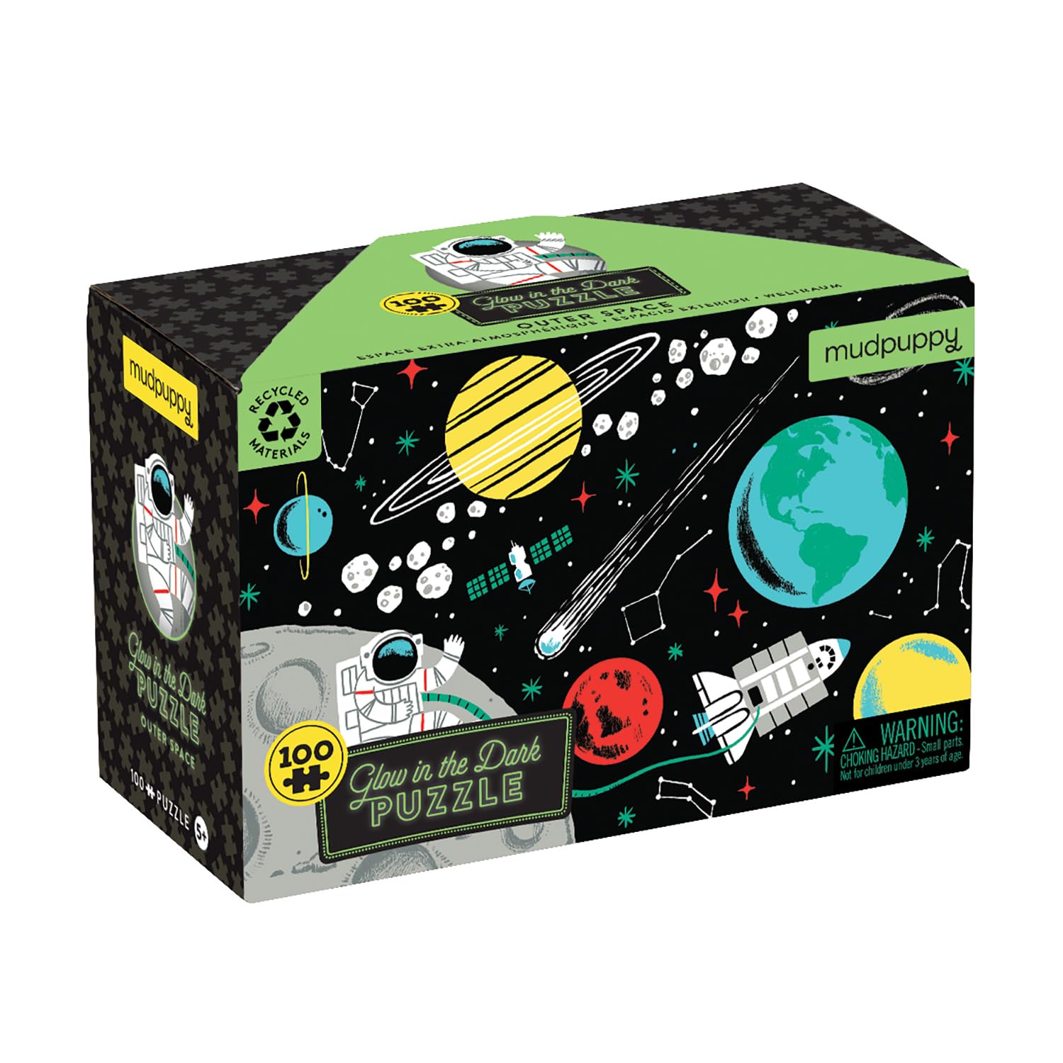 Mudpuppy Outer Space – 100 Piece Glow in The Dark Jigsaw Puzzle with a ...