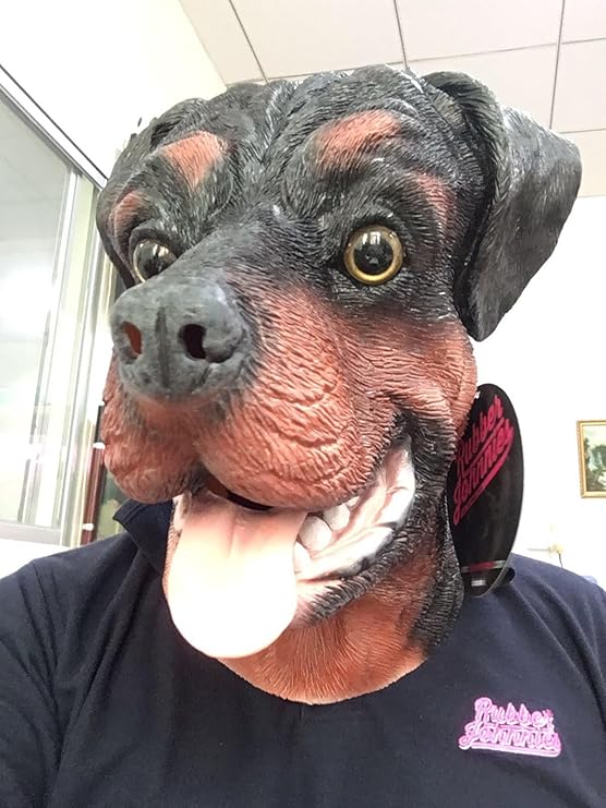Buy Rottweiler Dog Mask, Deluxe, Full Head Latex Mask, Costume Party ...